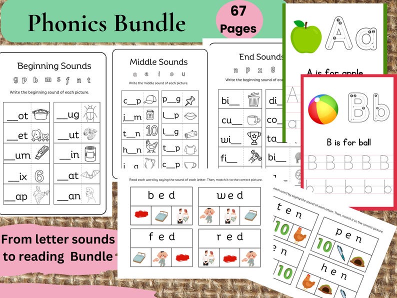 Phonics Bundle, Phonics Reading Three Letter Words, Phonics Worksheets ...