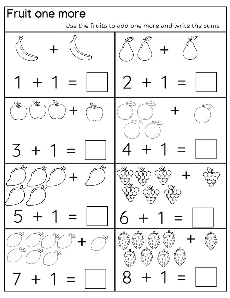 Fruit Math Worksheets: Addition, Subtraction, Problem Solving (PDF ...