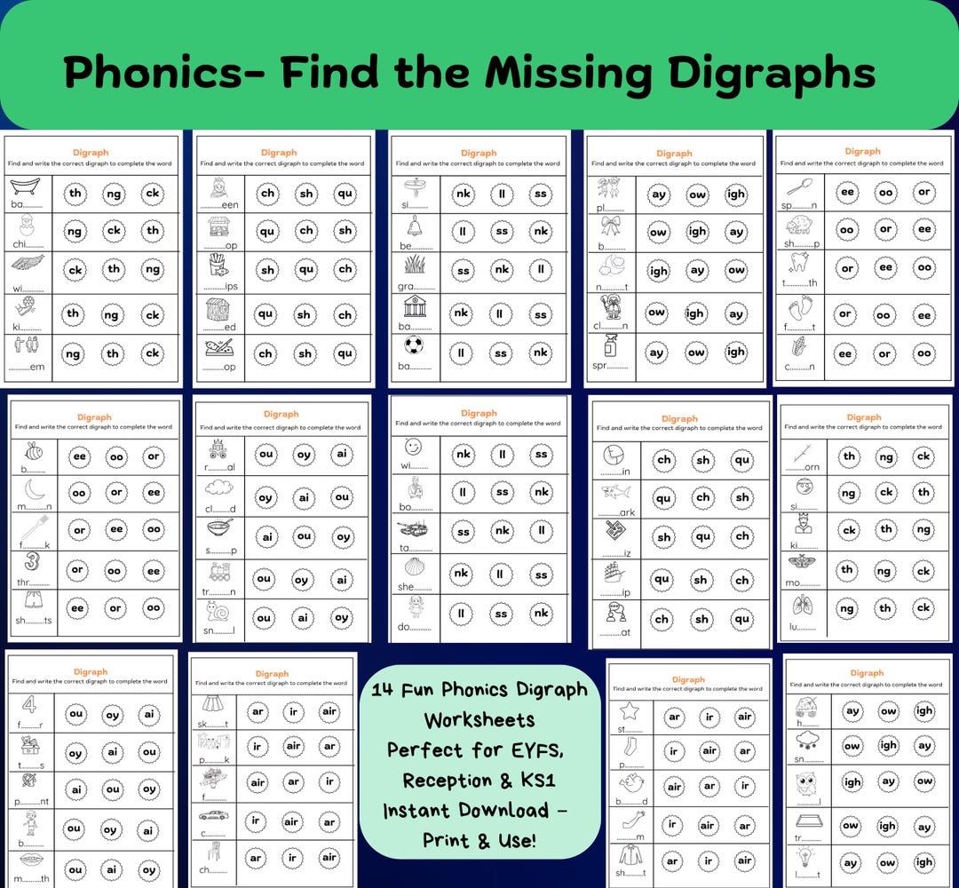 Phonics Digraph Worksheets, Sound Phonics Activities | Printable ...