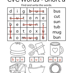 Kids Word Puzzle Phonics Worksheet, Printable Worksheets Literacy ...
