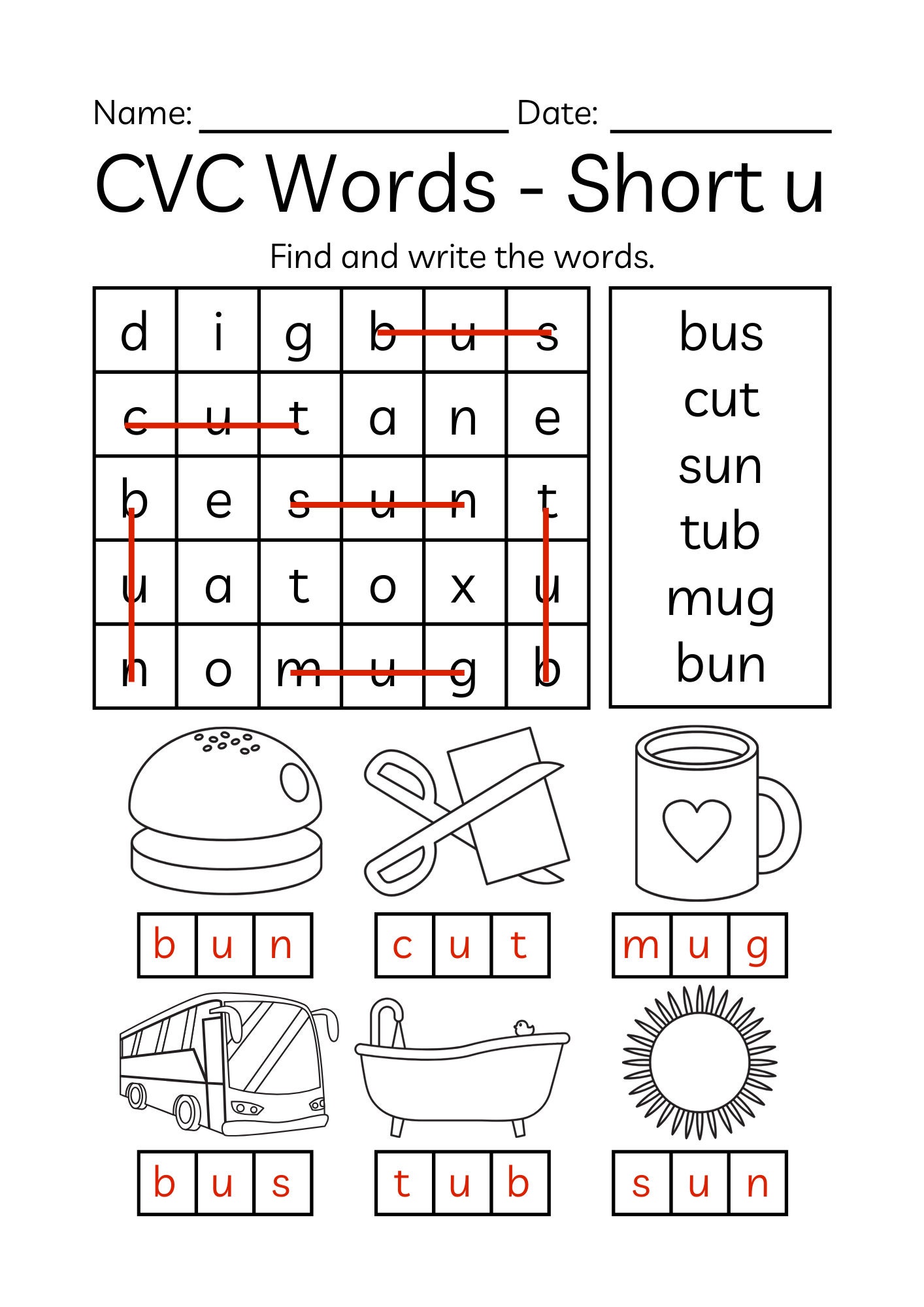 Kids Word Puzzle Phonics Worksheet, Printable Worksheets Literacy ...
