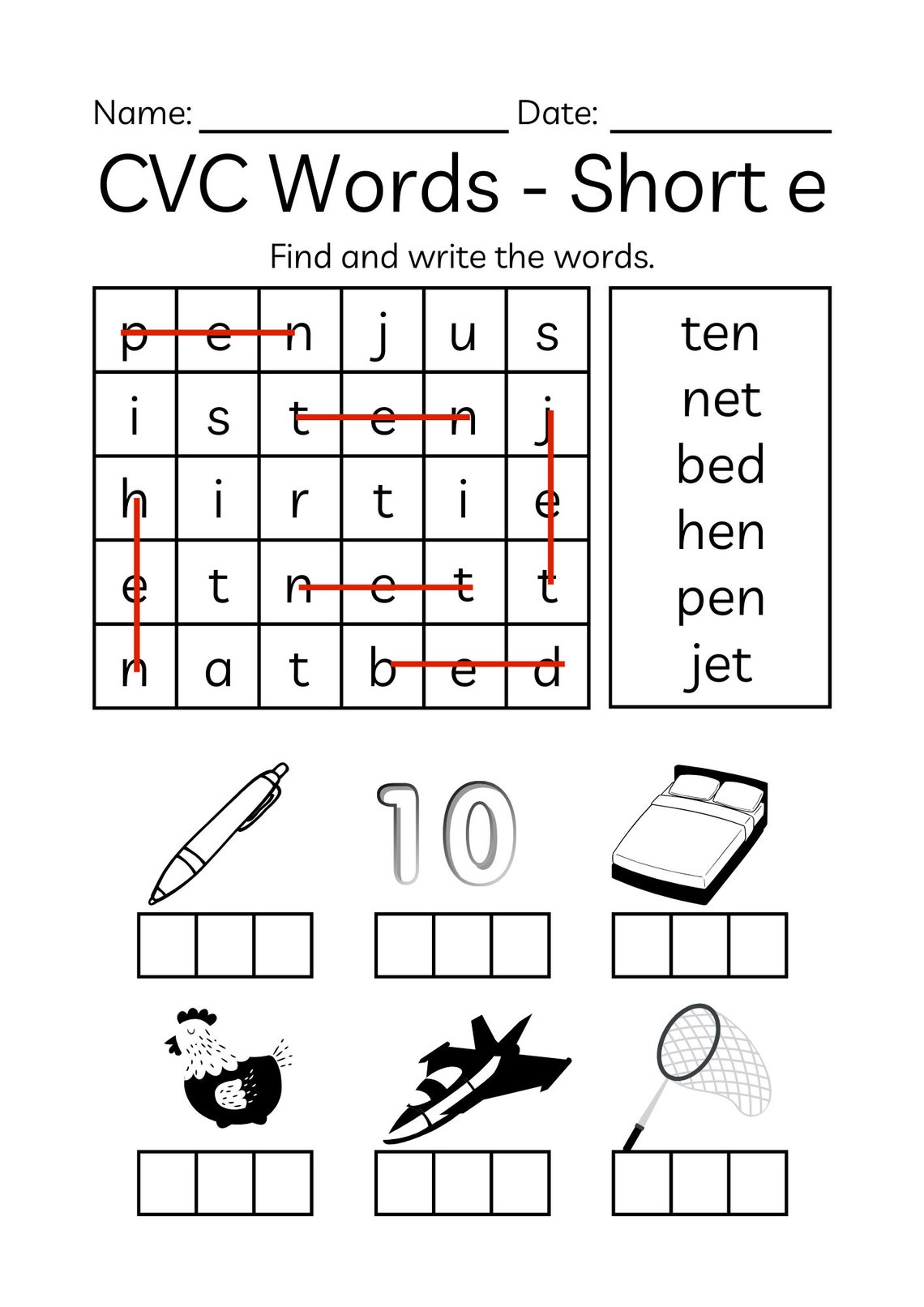 Kids Word Puzzle Phonics Worksheet, Printable Worksheets Literacy ...