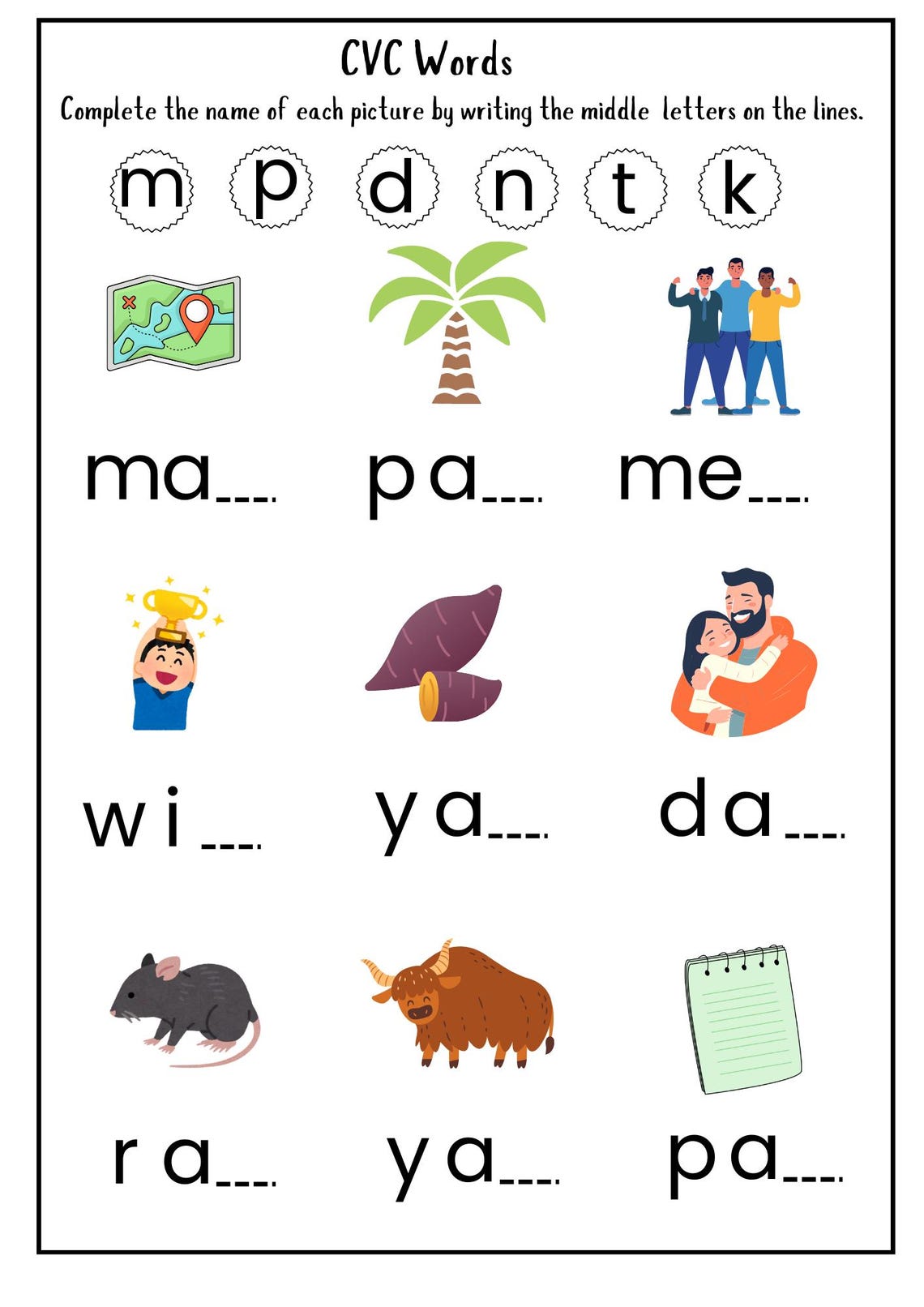 Kids Phonics CVC Words End Sound Worksheets - 10 Pages of Printable ...