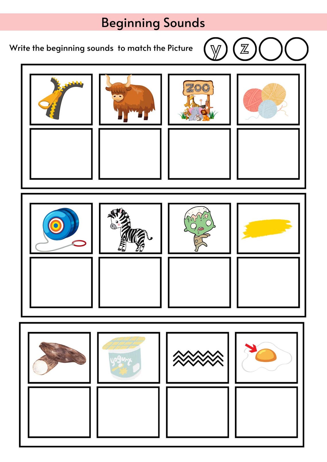 Phonics Beginning Sound Worksheets, Initial Sound Phonics Practice ...