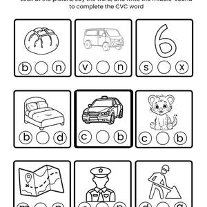 Phonics CVC Words Worksheets: Middle Sounds Activity (printable) - Etsy