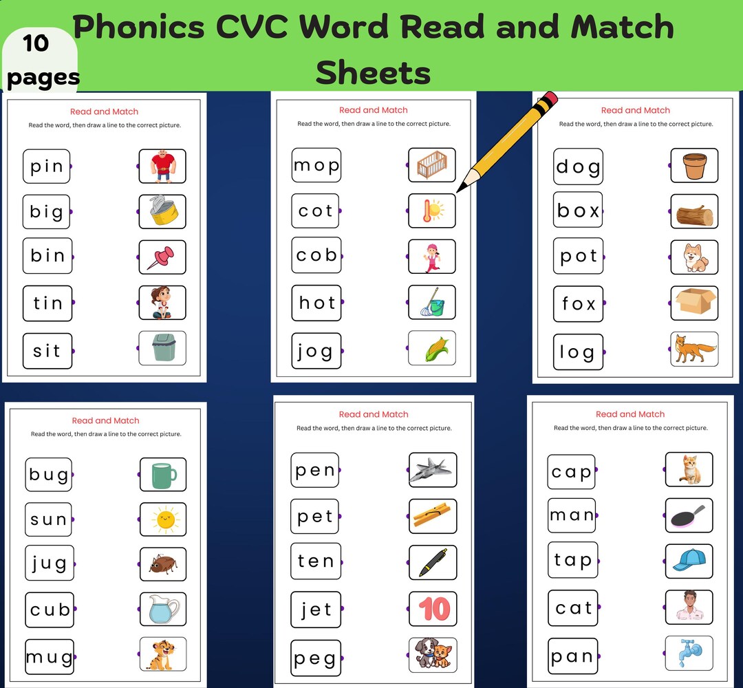 Kids Phonics CVC Word Reading Worksheets | Fun Literacy Activities ...