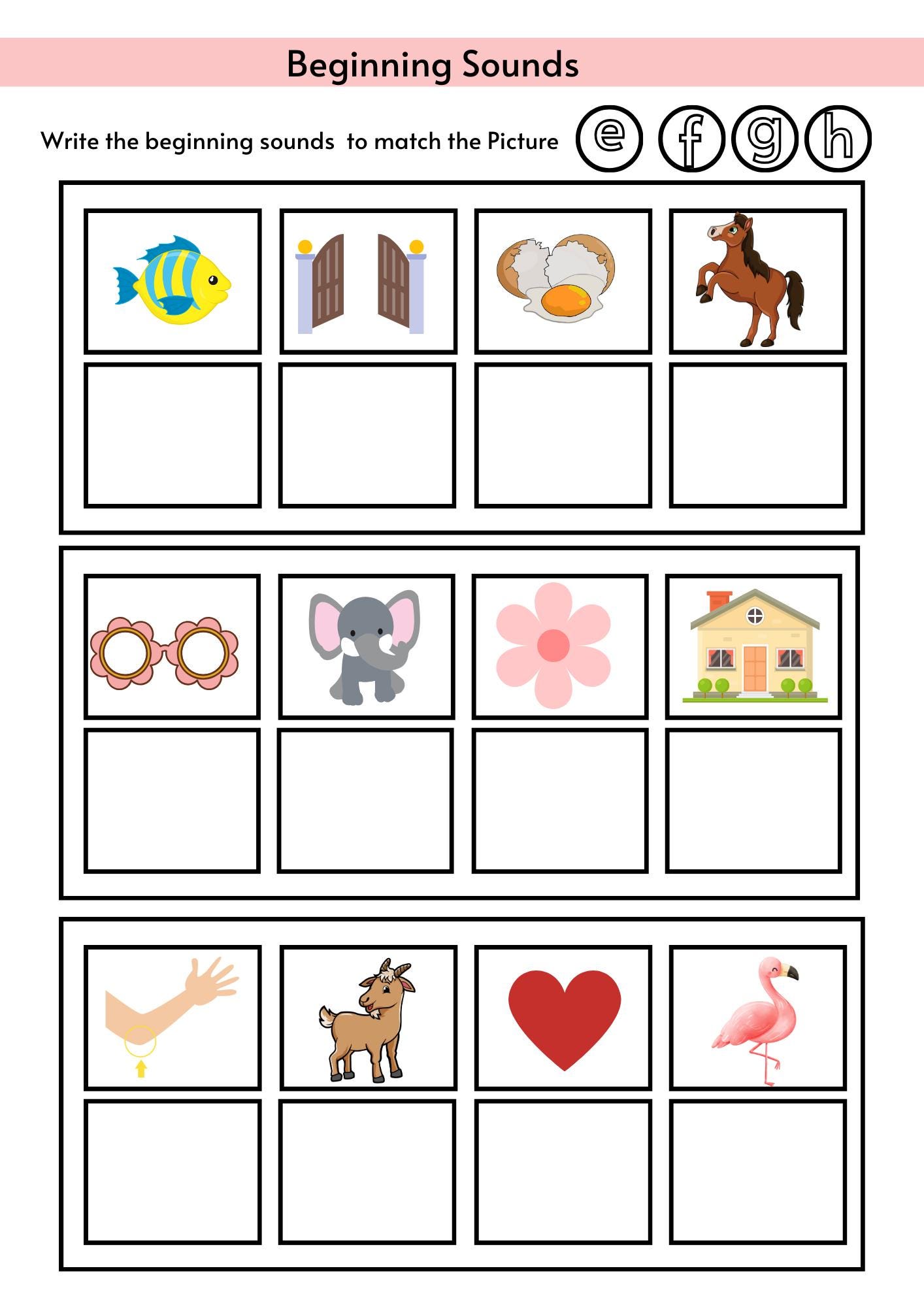 Phonics Beginning Sound Worksheets, Initial Sound Phonics Practice ...