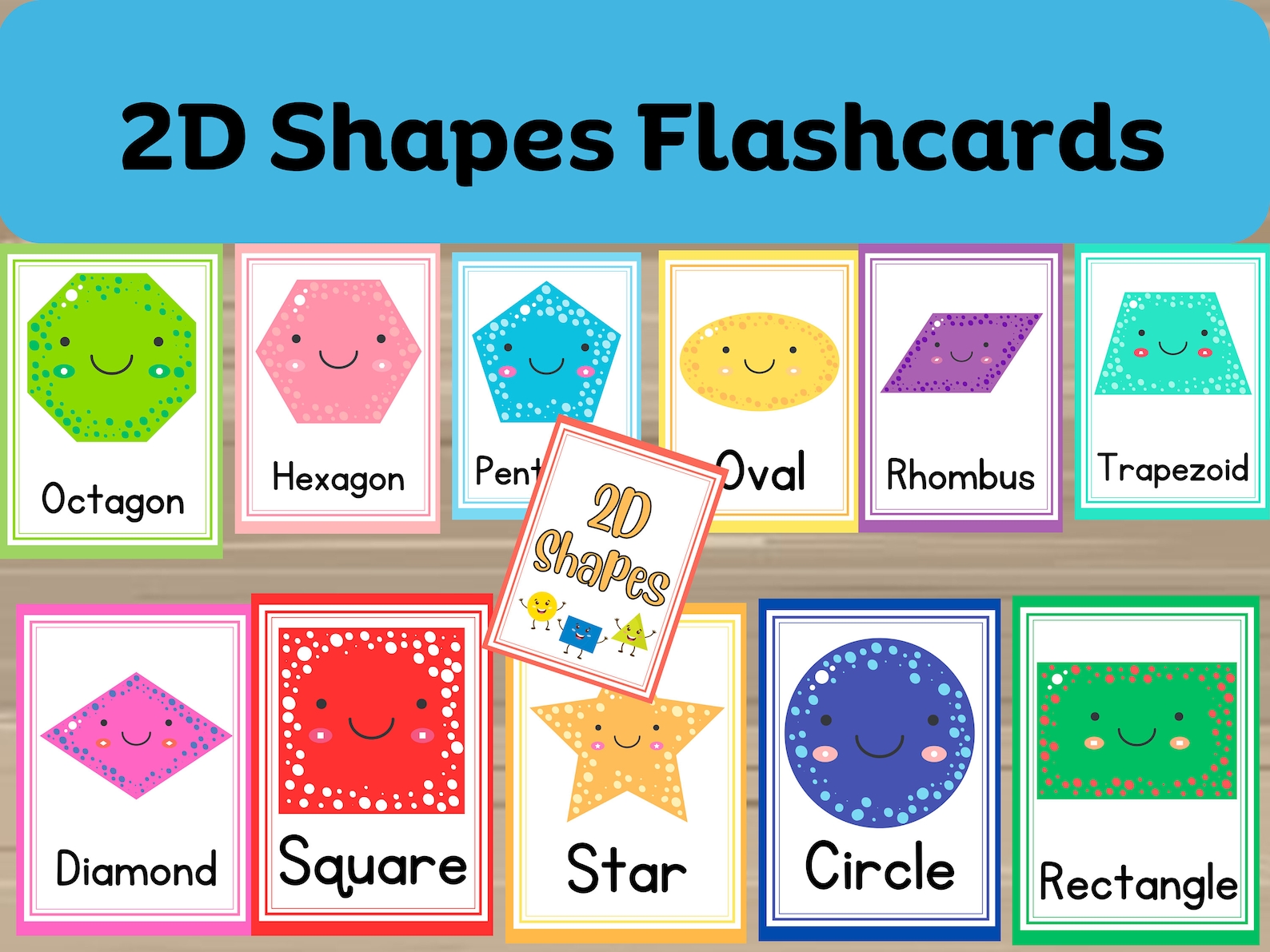 Colorful 2D Shapes Flashcards, 2D Shapes Display and Teaching ...