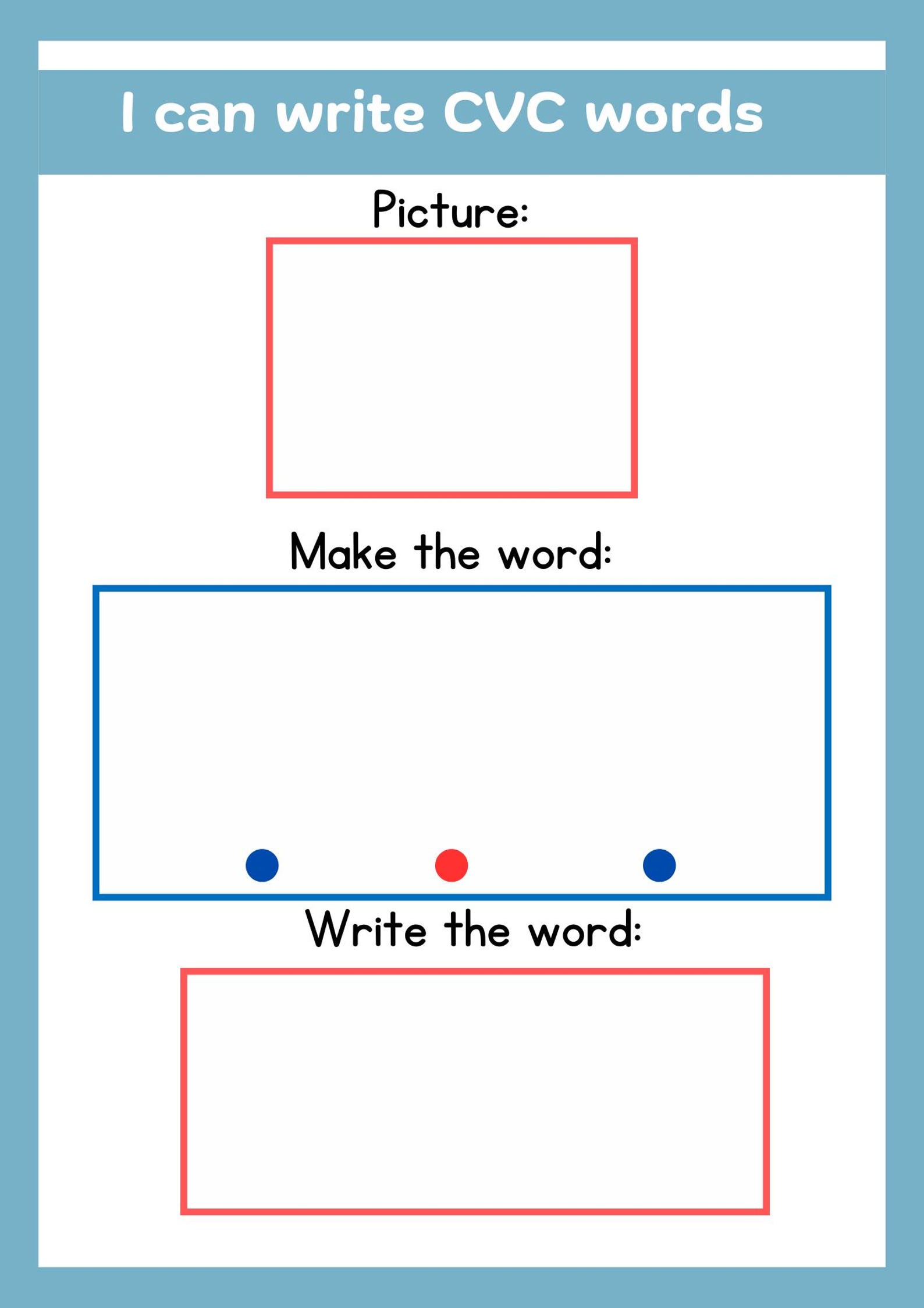 Phonics CVC Word Writing Activity - Early Literacy Learning Tool for ...