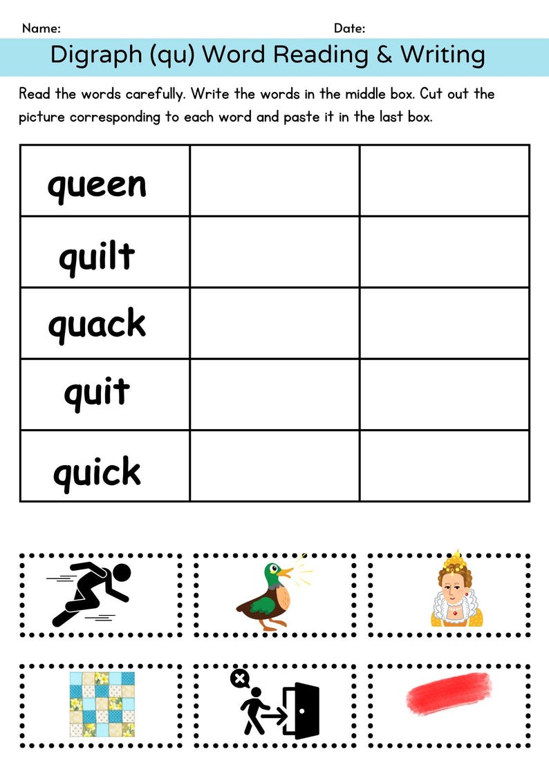 Printable Phonics Digraph Worksheets, Kindergarten Phonics Activities ...