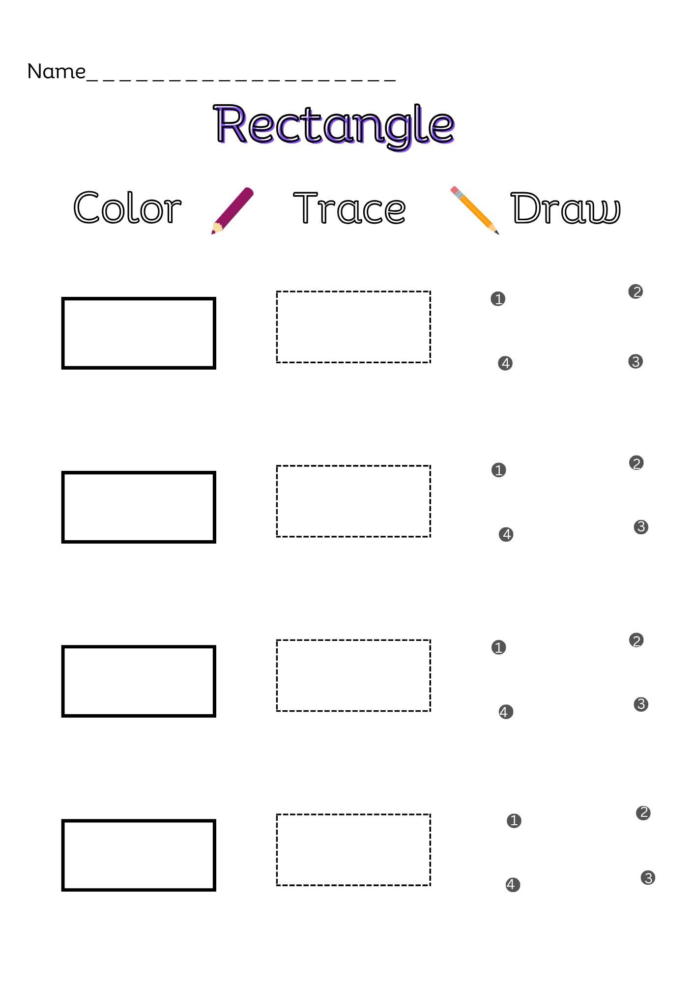 Preschool Shapes Worksheets: Color, Trace & Draw (PDF) - Etsy