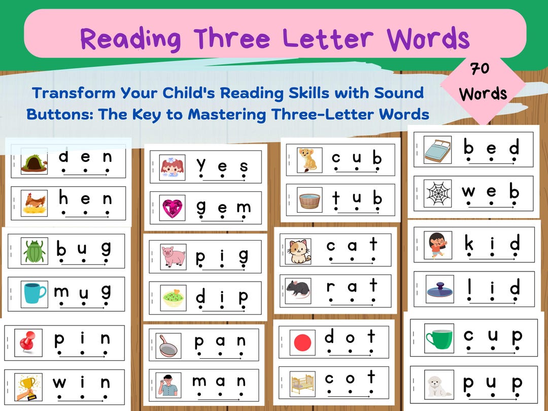 Kids Educational Game Reading Three Letter Words Phonics Kindergarten ...
