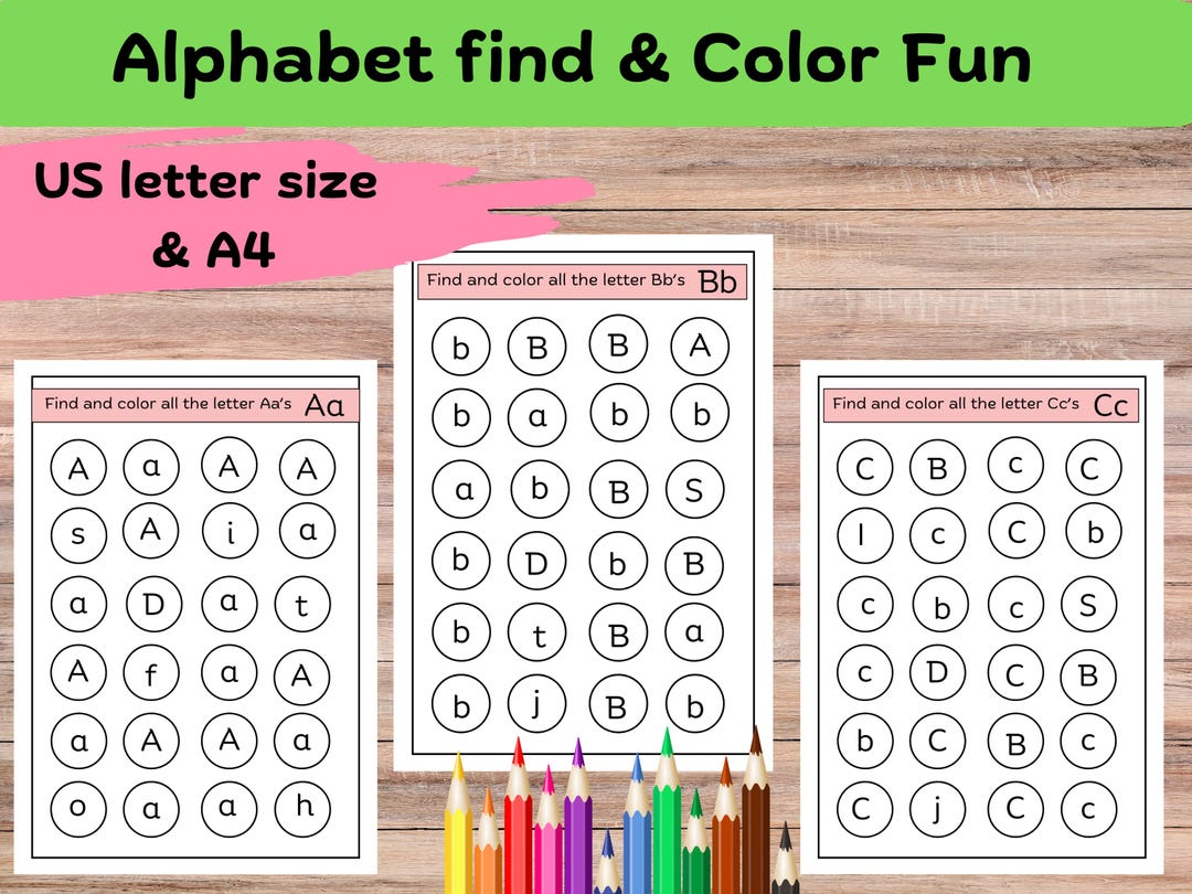 Alphabet Find and Colour Worksheets: Kids Learning Activity (printable ...