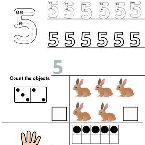 Number Tracing, Counting and Matching Worksheets, Classroom Math Number ...