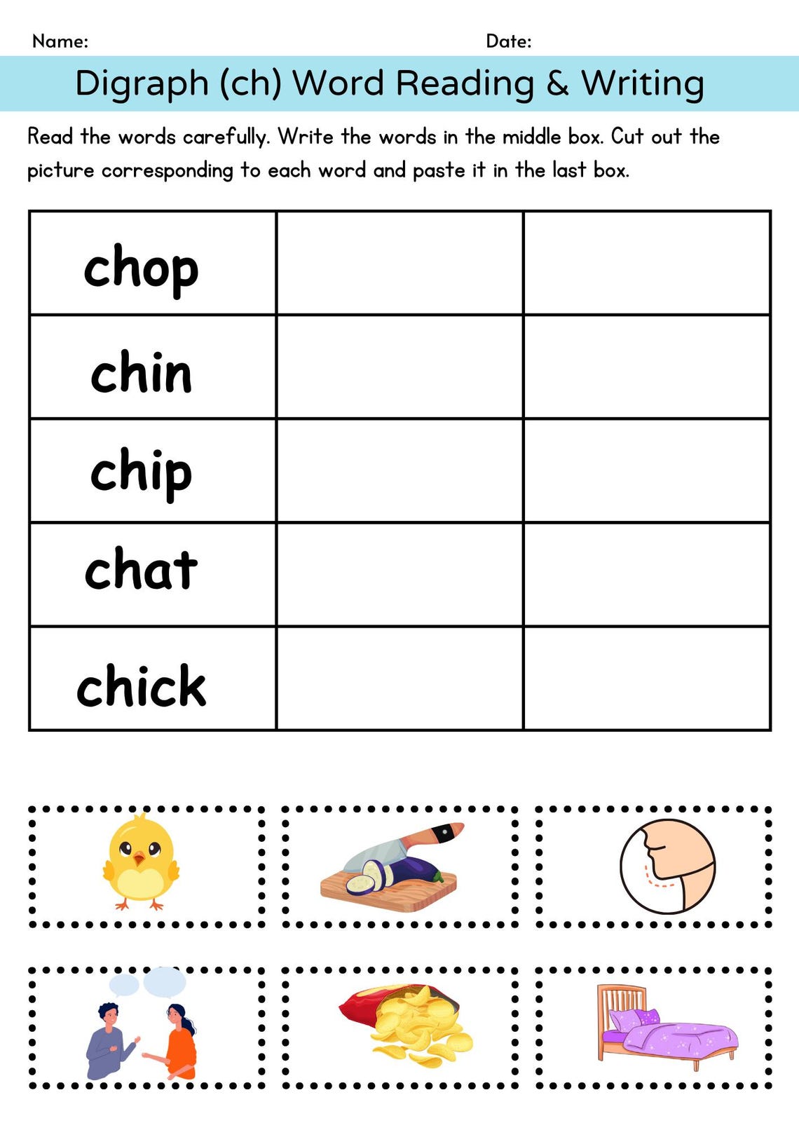 Printable Phonics Digraph Worksheets, Kindergarten Phonics Activities ...