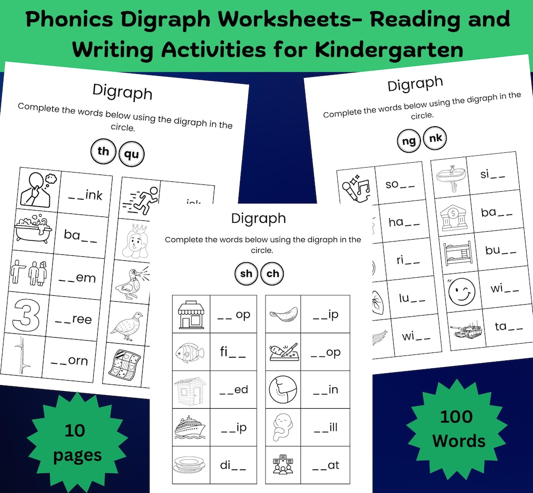 Phonics Digraph Worksheets | Reading and Writing Activities for ...