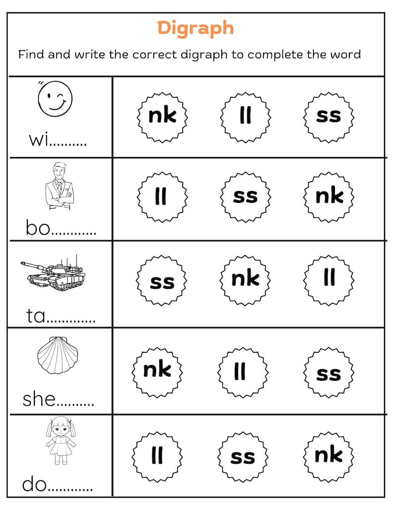 Phonics Digraph Worksheets, Sound Phonics Activities | Printable ...