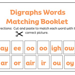 Phonics Digraph Worksheets, Preschool Phonics Picture Matching Sheets ...
