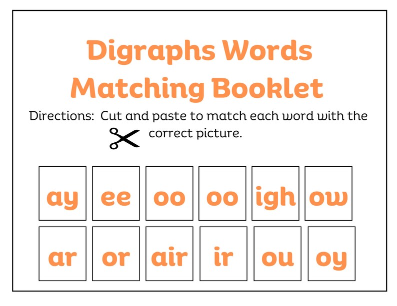 Phonics Digraph Worksheets, Preschool Phonics Picture Matching Sheets ...