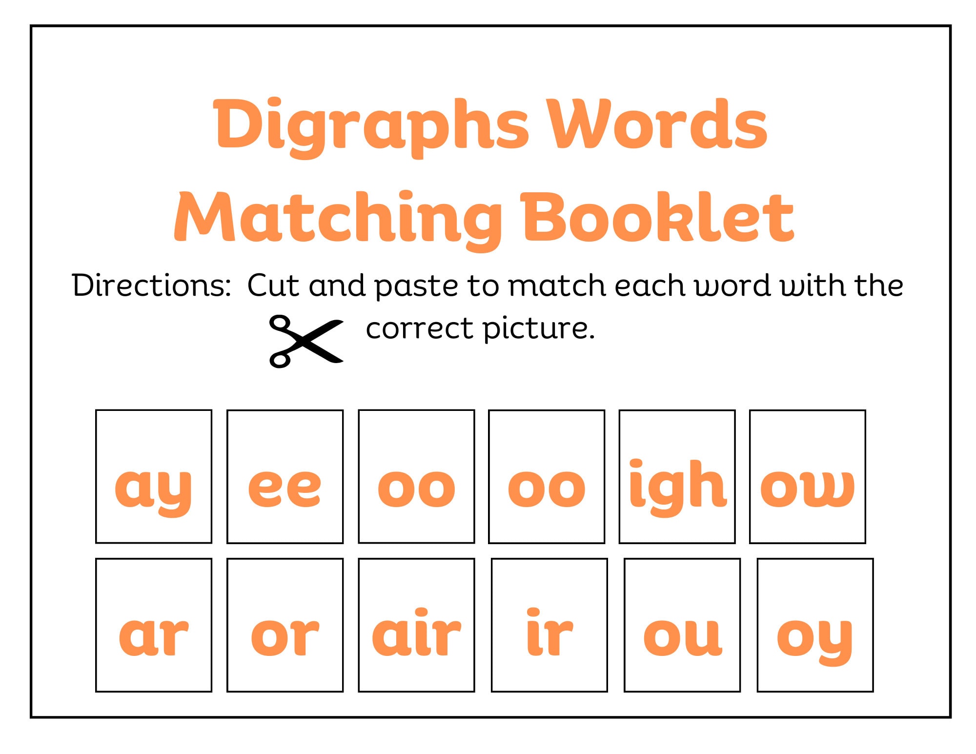 Phonics Digraph Worksheets, Preschool Phonics Picture Matching Sheets ...