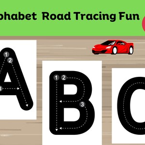 Vehicle Alphabet Tracing Set, Road Tracing Alphabet, Phonics Worksheets ...