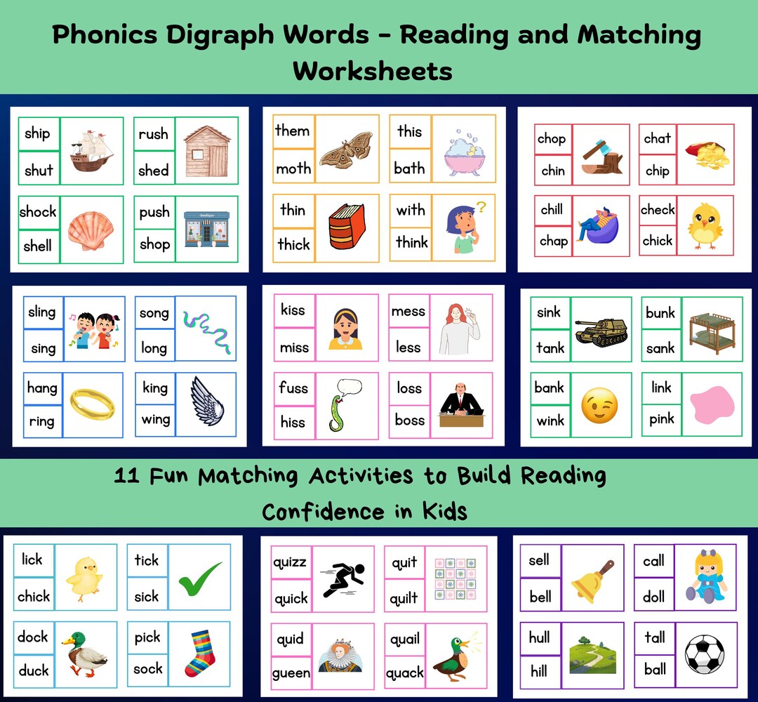 Digraph Reading Worksheets, Kindergarten Phonics (printable) - Etsy