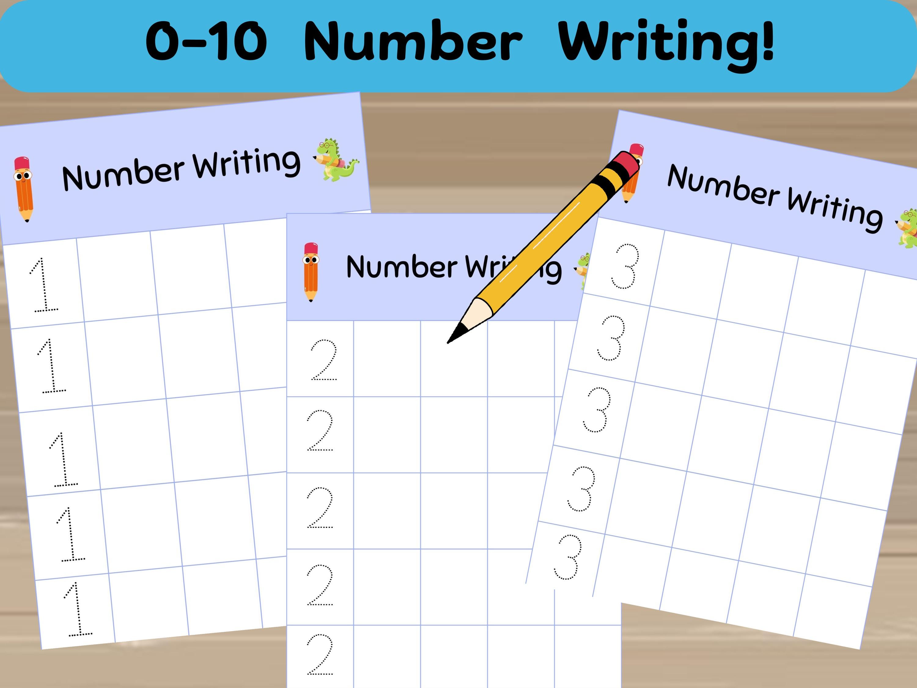 Number Writing Practice Sheets, Kids Number Tracing, Preschool Number ...