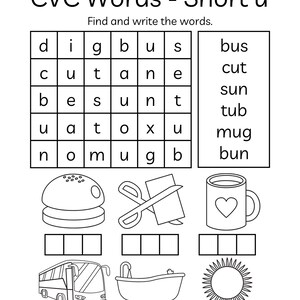 Kids Word Puzzle Phonics Worksheet, Printable Worksheets Literacy ...