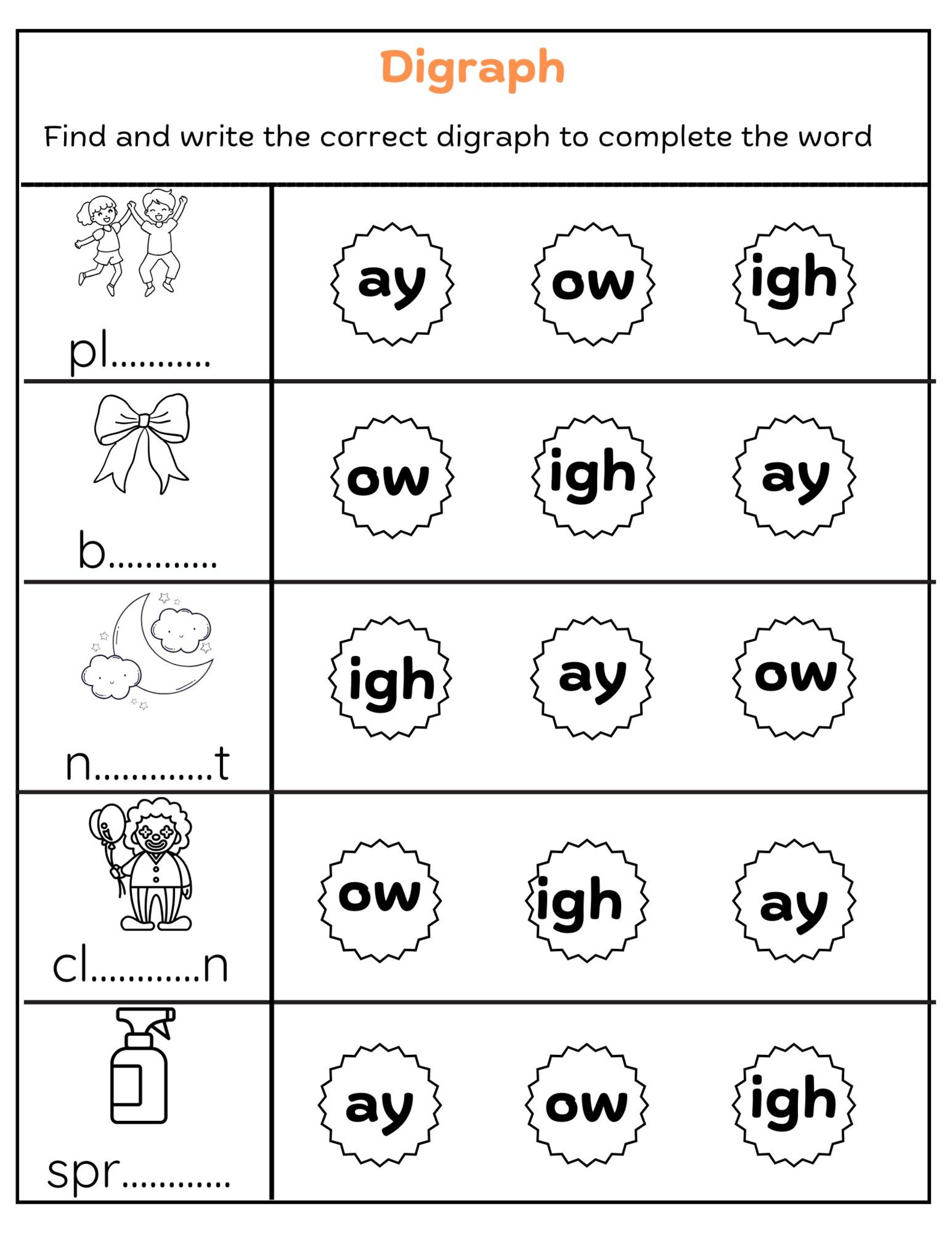 Phonics Digraph Worksheets, Sound Phonics Activities | Printable ...
