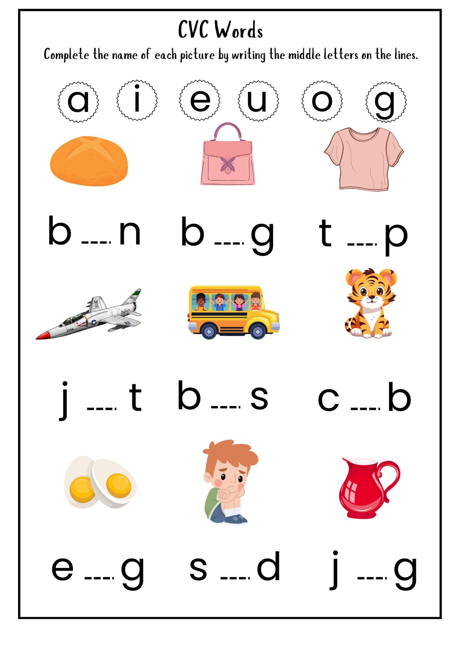 Phonics CVC Words Middle Sound Worksheets | 10 Pages of Vowel Sound ...