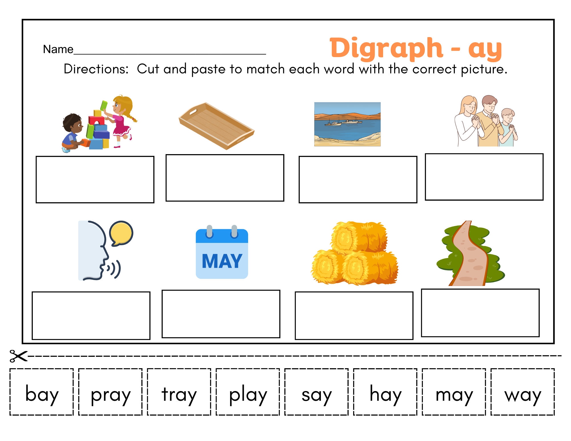 Phonics Digraph Worksheets, Preschool Phonics Picture Matching Sheets ...