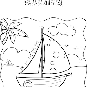 Summer Coloring Pages, Summer Printable, Beach Coloring Sheets, Beach ...