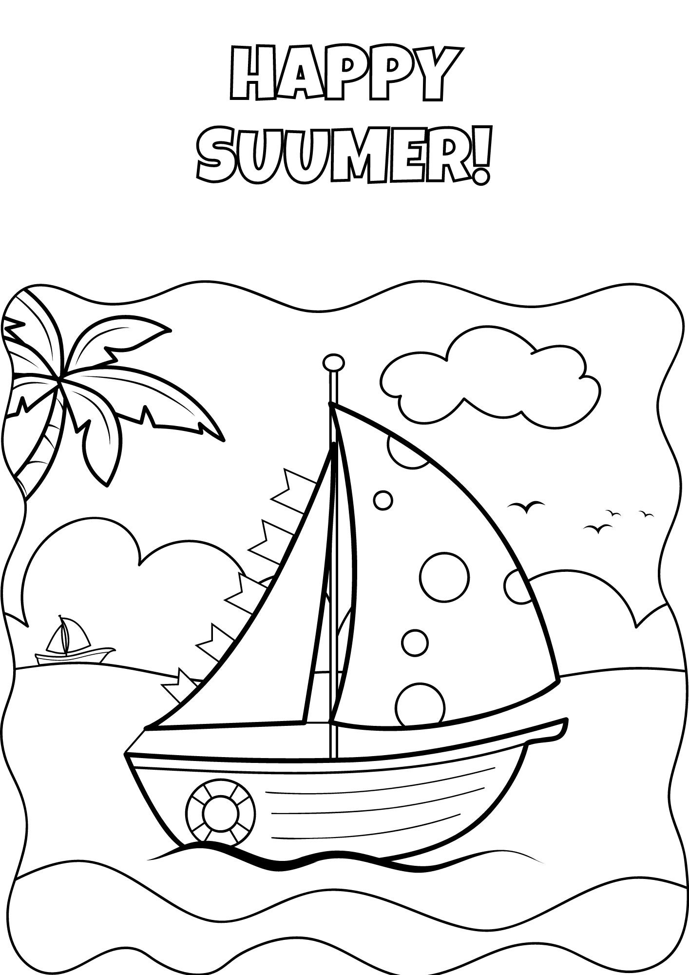 Summer Coloring Pages, Summer Printable, Beach Coloring Sheets, Beach ...