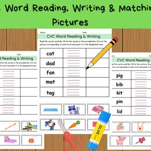 Phonics CVC Words Sheets, Reading and Writing Practice, Kindergarten ...