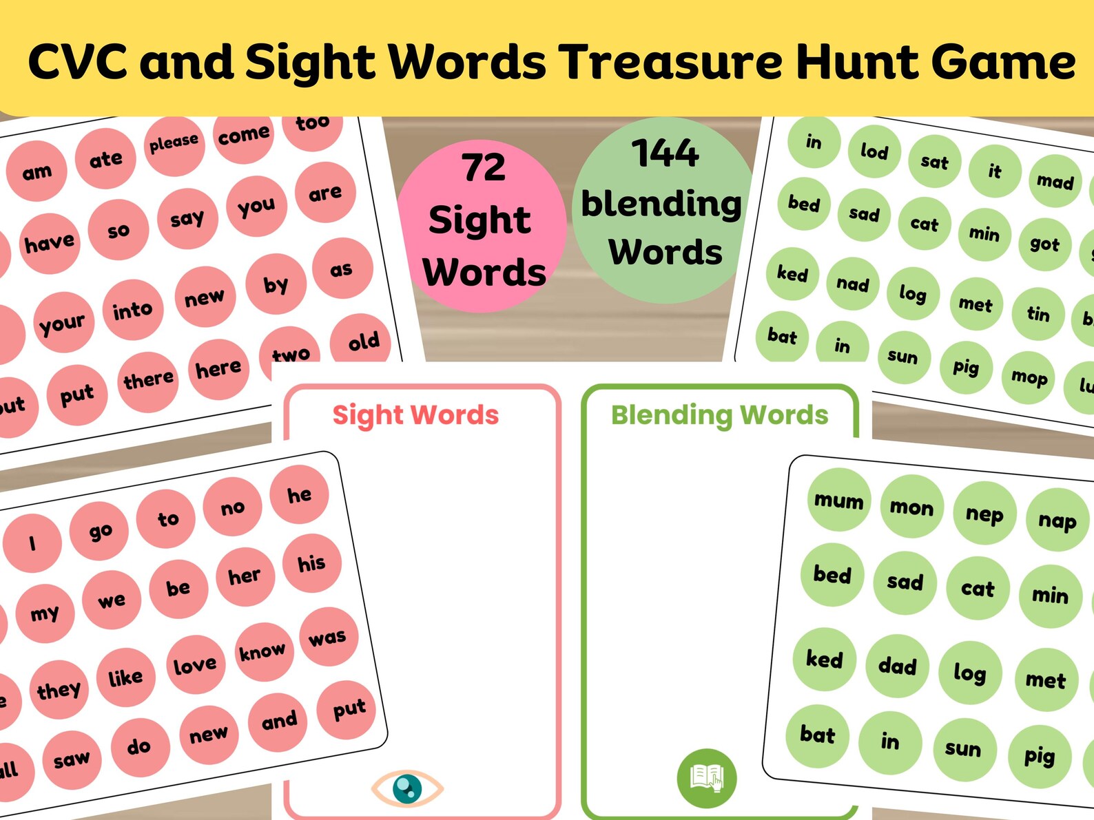 Sight Words Game: CVC Blending, Kid Reading Practice (printable) - Etsy