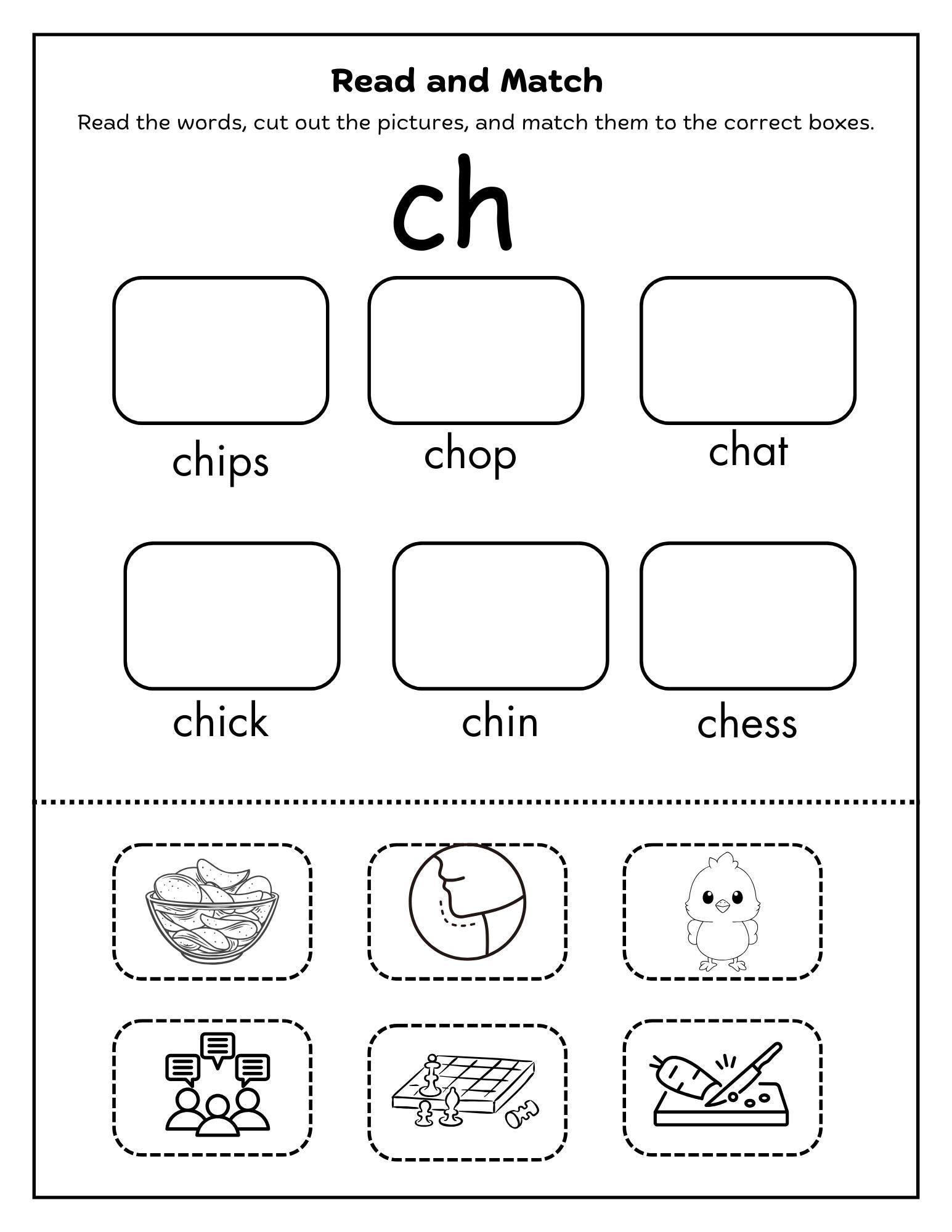 Phonics Digraph Worksheets: Read and Match Activity (PDF) - Etsy