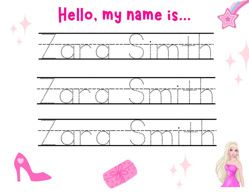 Editable Name Writing Practice, Custom Name Tracing Sheets ...