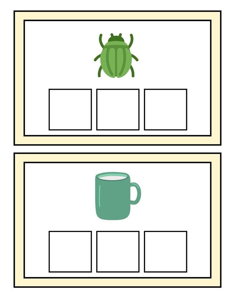 Phonics CVC Word Flashcards Three Letter Words Cards, Learning to Read ...