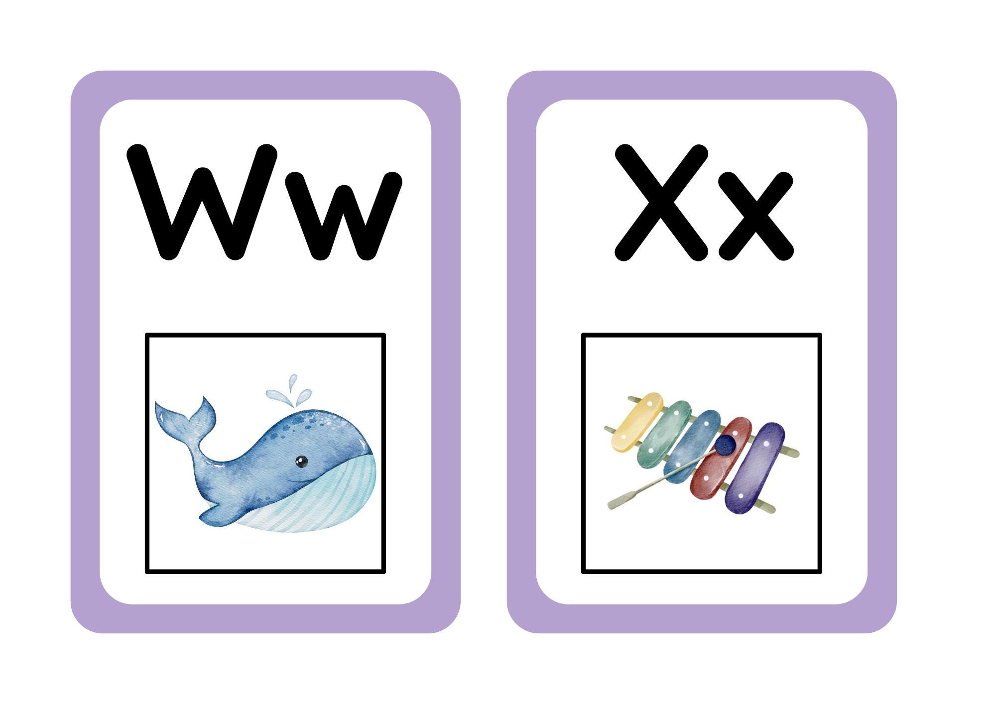Alphabet Flashcards: Hand-painted Pictures, Preschool Learning - Etsy