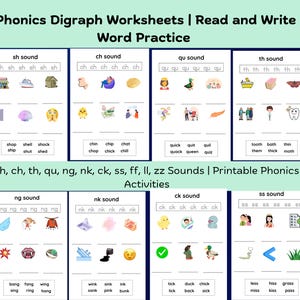 Phonics Digraph Worksheets: Reading and Writing Practice (PDF) - Etsy