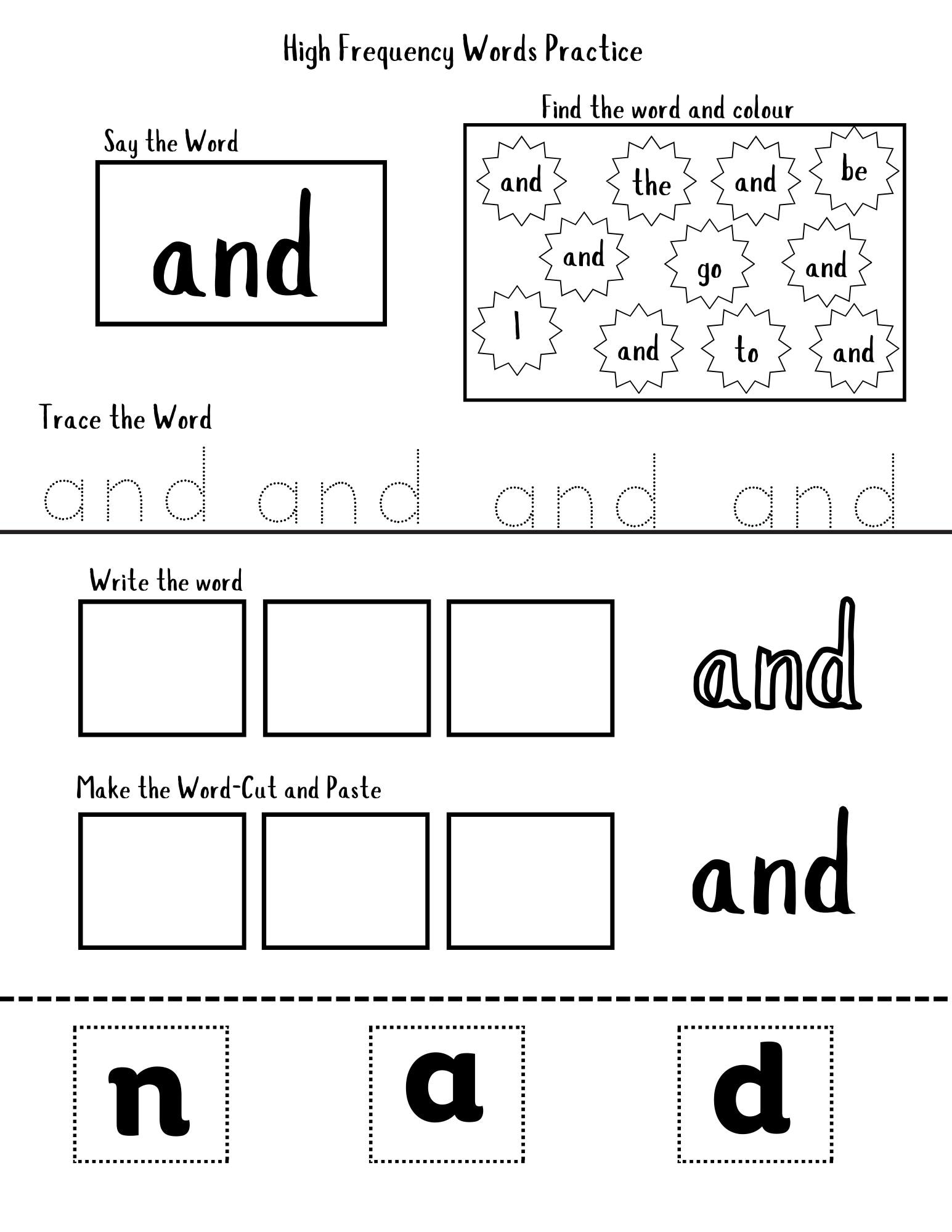 Phonics Sight Words Worksheets | High Frequency Words | Early Learning ...
