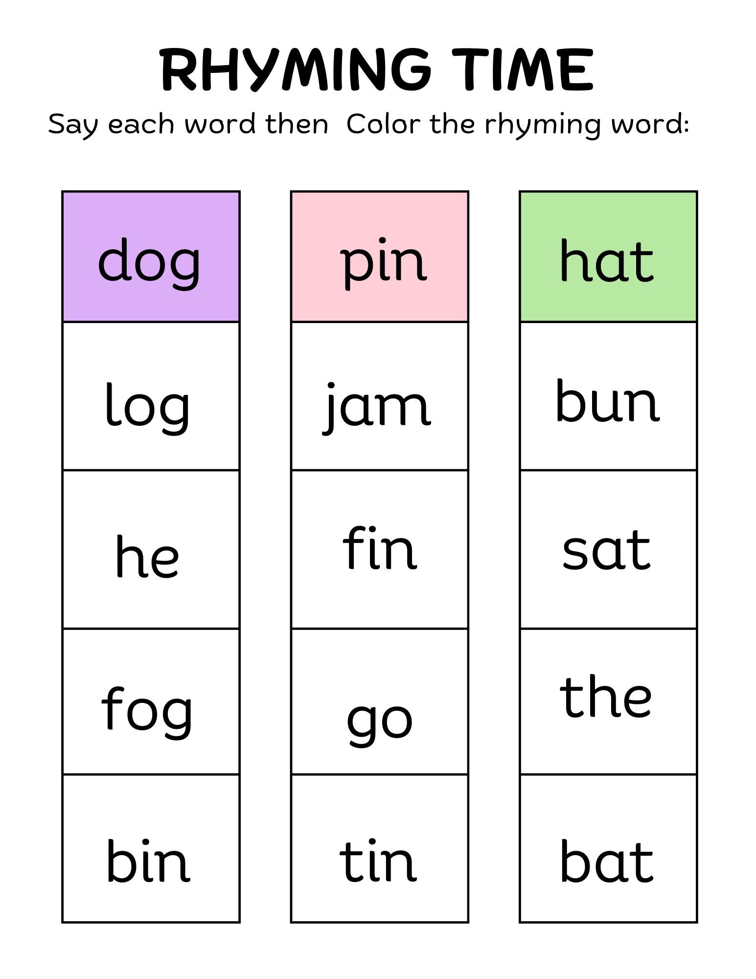 CVC Word Rhyming Sheets: Early Reading Game (PDF Pattern) - Etsy