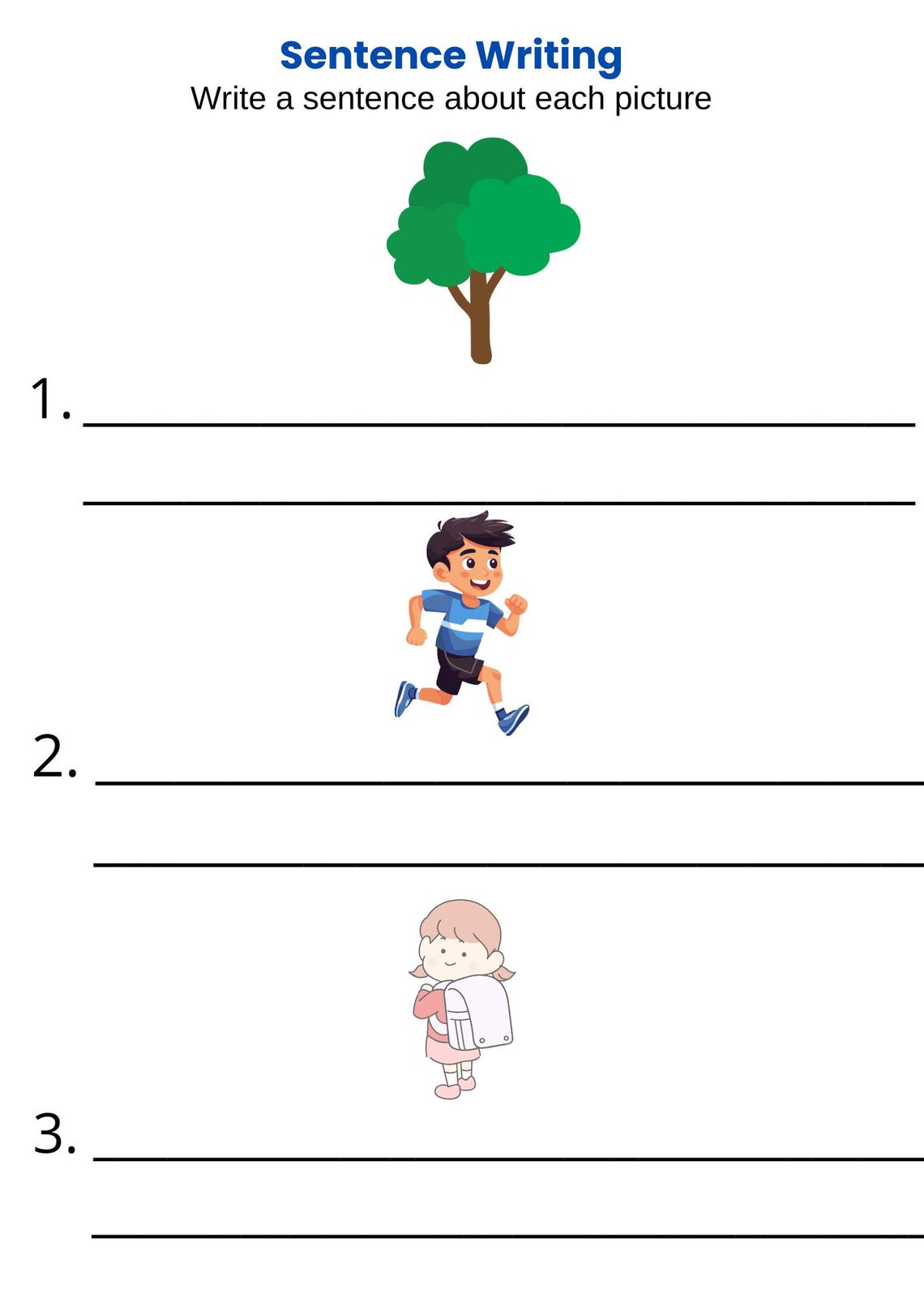 Phonics Sentence Writing Worksheets: Picture Prompts, Kindergarten ...