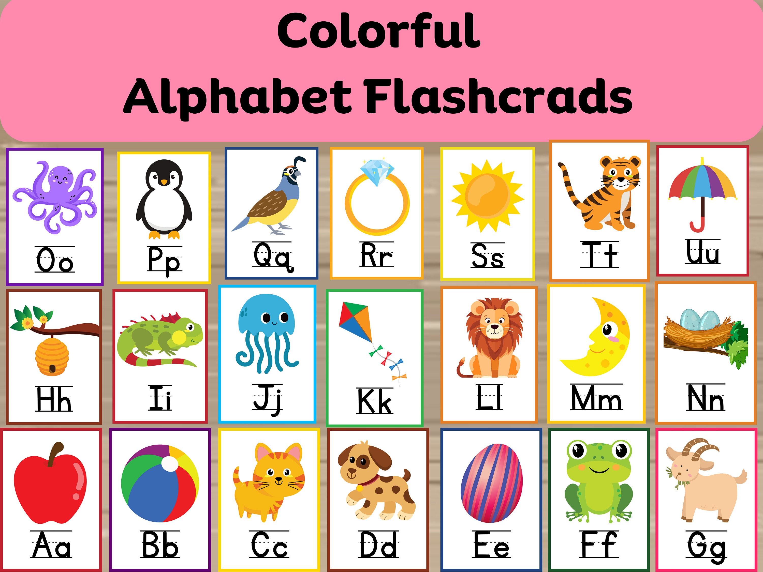 Colorful Alphabet Flash Cards Alphabet Posters, Large Format for ...