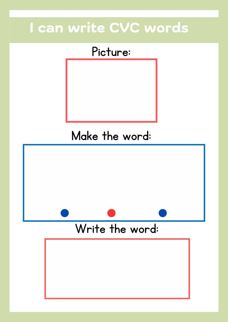 Phonics CVC Word Writing Activity - Early Literacy Learning Tool for ...