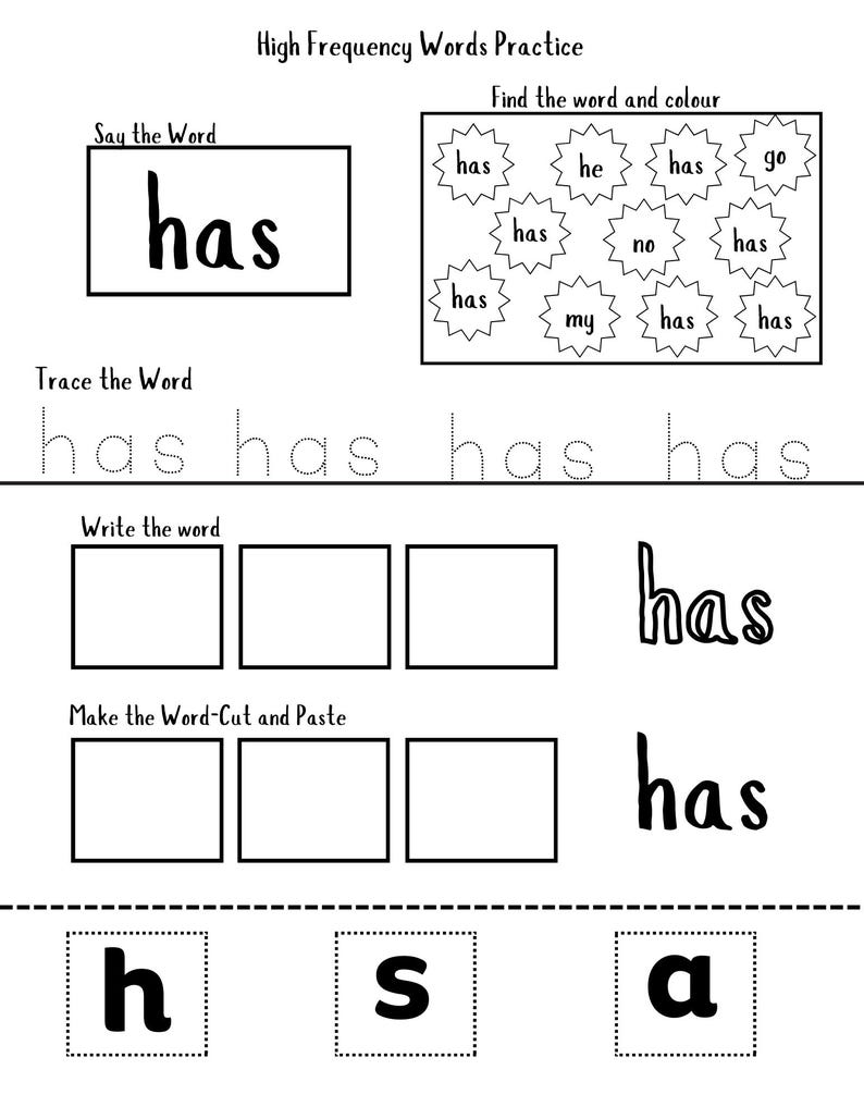 Phonics Sight Words Worksheets | High Frequency Words | Early Learning ...
