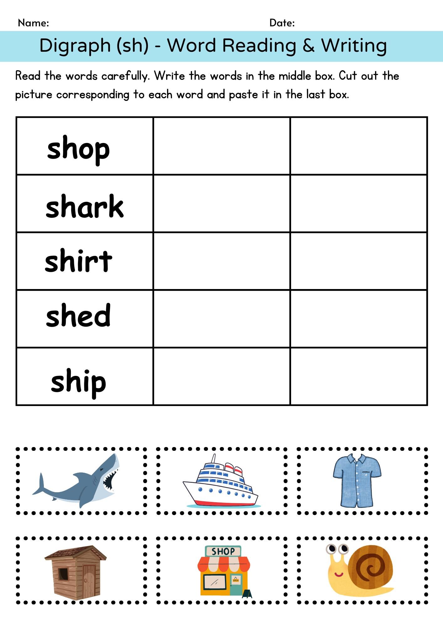 Printable Phonics Digraph Worksheets, Kindergarten Phonics Activities ...