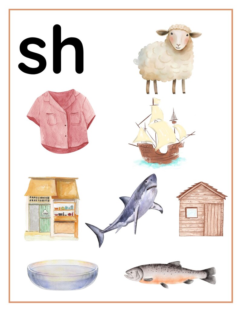Printable Phonics Cards, Digraph for Kindergarten, Kids Homeschool ...