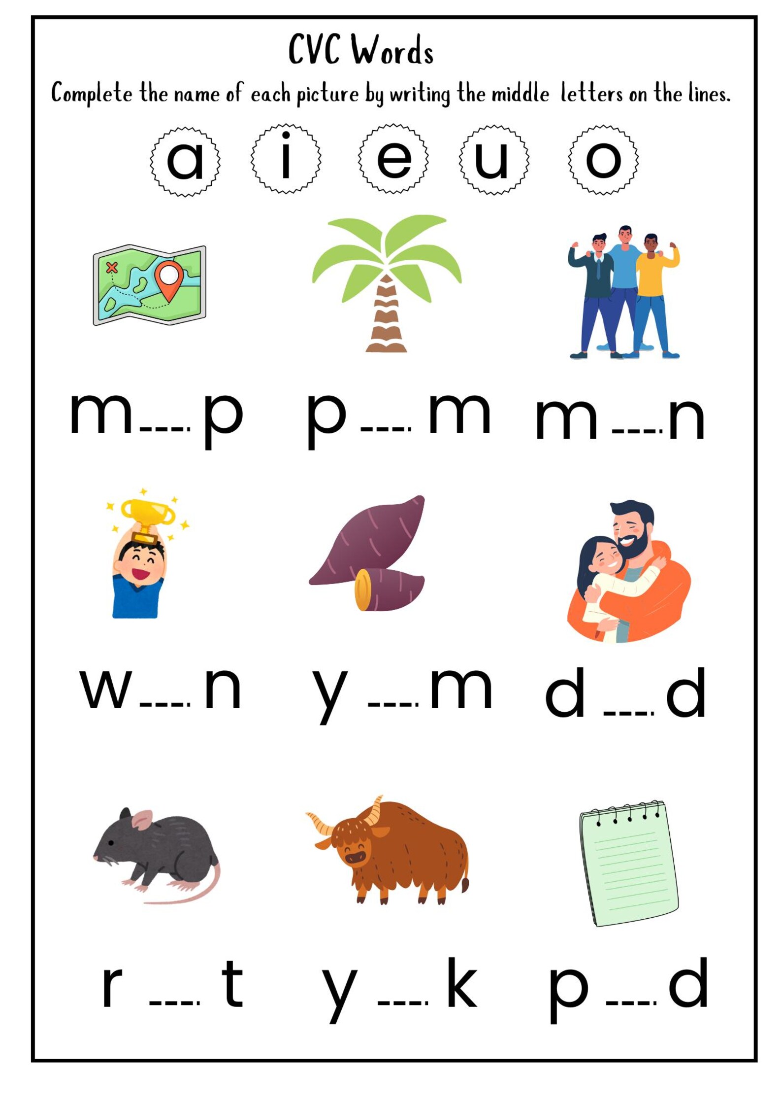 Phonics CVC Words Middle Sound Worksheets | 10 Pages of Vowel Sound ...