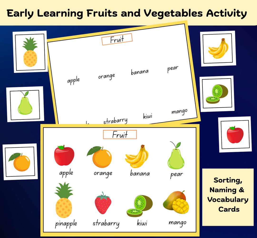 Fruit & Vegetable Sorting Activity: Early Learning Printable Set (PDF ...